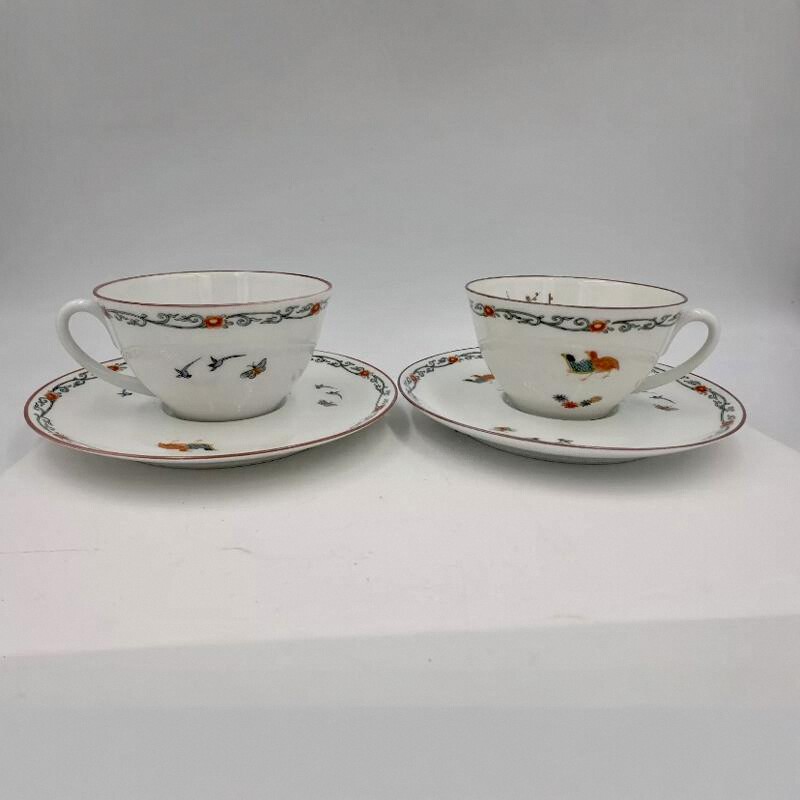 法国名瓷Haviland和Puiforcat合作款Chankai系列法式中古茶杯一对