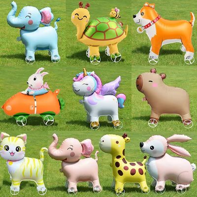 卡通带轮动物气球儿童生日派对