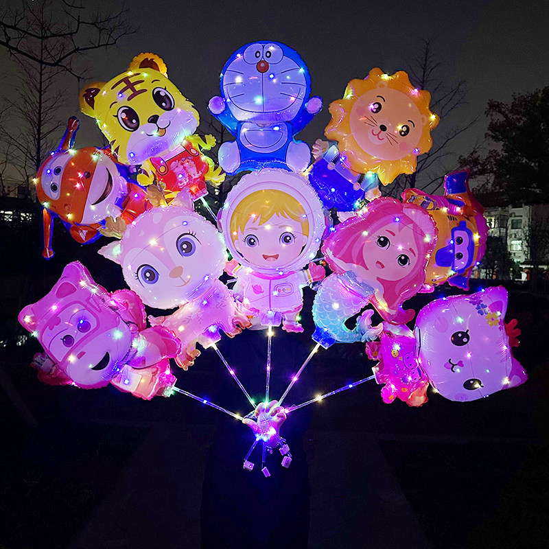 网红卡通大号发光手持夹片卡通气球地推夜市摆摊礼品充气拍照玩具