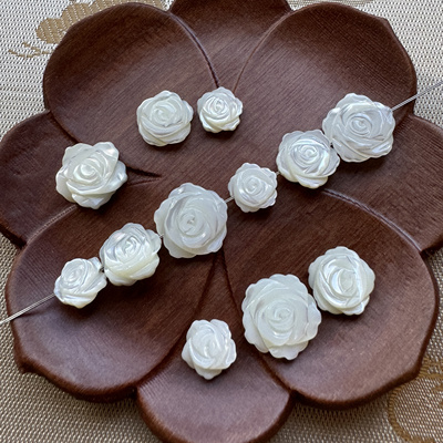 diy玫瑰手链耳饰贝壳花