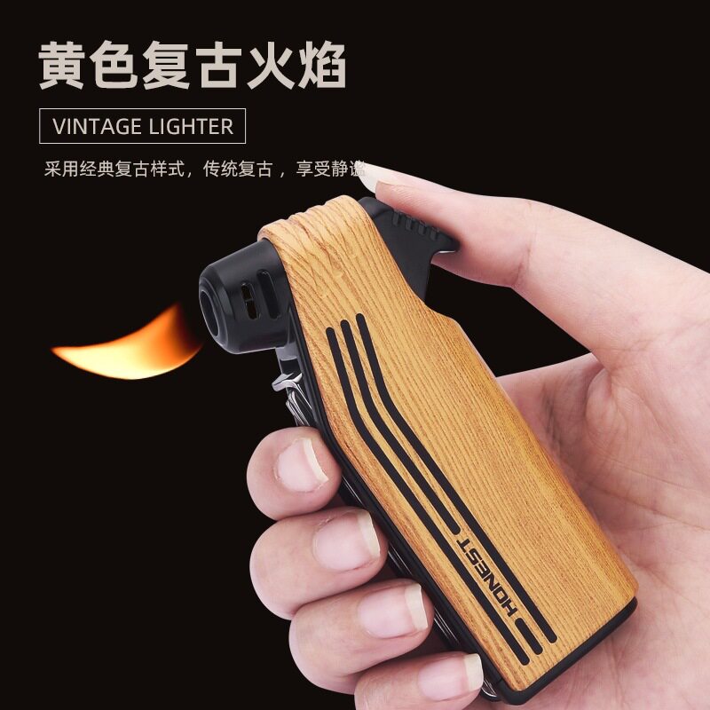 百诚多功能专用烟斗机斜火老式复古明火打火机充气带烟刀压棒