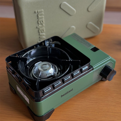 【日本制造】Iwatani岩谷 便携卡式炉 防风耐用 橄榄绿户外燃气炉