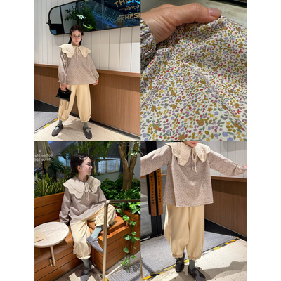 小碎花宽松大版圆领娃娃衫衬衫