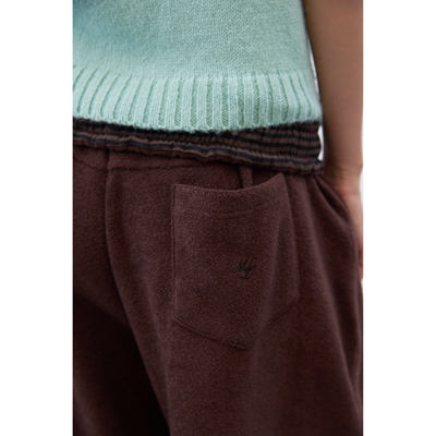 Folded Waist Terry Pants Brown