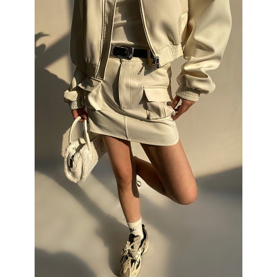 立体口袋工装半身裙女