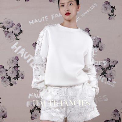 孤品后构想纯白性感蕾丝高腰短裤