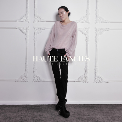 优雅超长袖大摆圆领宽松针织毛衫