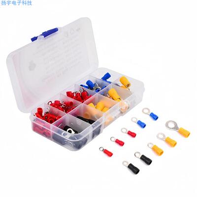 102PCS 10种规格 接线端子RV1.25/2/3.5/5.5 圆形预绝缘端子 盒装