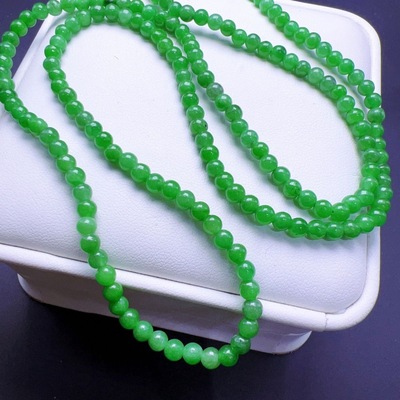 天然缅甸A货翡翠冰种阳绿珠链项链女款玉石项链锁骨链轻奢毛衣链