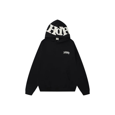 AHPH帽子字母贴布毛毛球上衣美式复古嘻哈街头男女连帽卫衣加绒