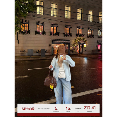 老章和小胖PONGKIKI立体猫须直筒加绒牛仔裤女大码百搭显瘦长裤冬