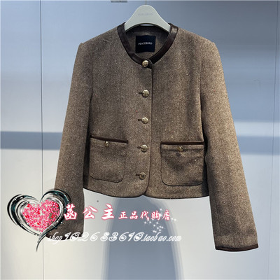 A1BBE3408太平鸟女装2024秋专柜正品PU包边小香风外套A1BBE340877