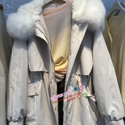 A1ADE415W女装2024冬正品毛领皮草外套A1ADE415WJ9/A1ADE415WM1