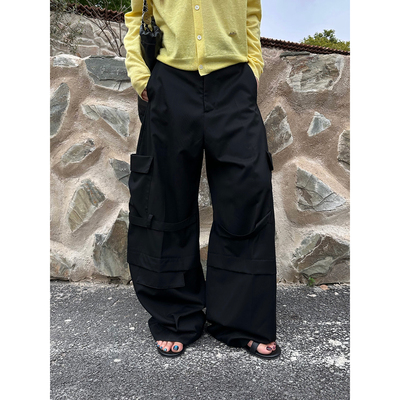 ETHOR休闲黑色多口袋工装长