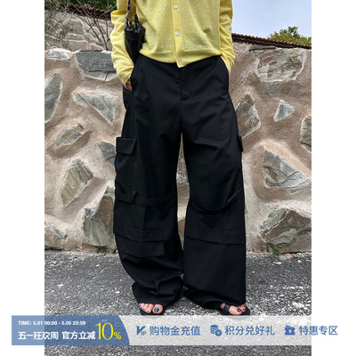 ETHOR休闲黑色多口袋工装长