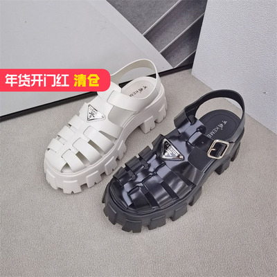 可媚2022夏包头后空松糕洞洞凉鞋