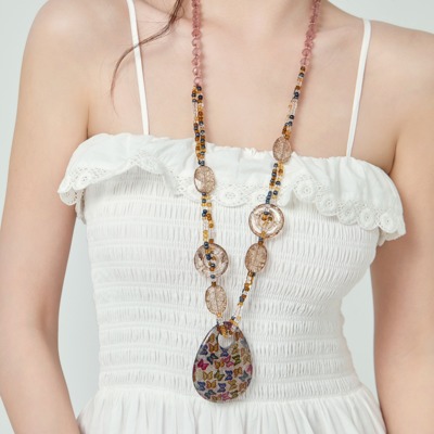 Starfire原创复古蝴蝶长款项链女串珠小众设计感民族风配饰长项链