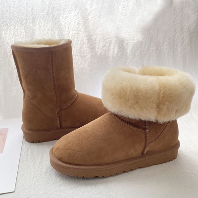 丹徒区高桥萃琦裘革制品厂5825羊皮毛一体雪地靴女中筒冬季保暖