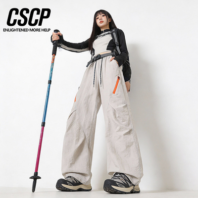 秋冬工装直筒冲锋裤女山系登山裤
