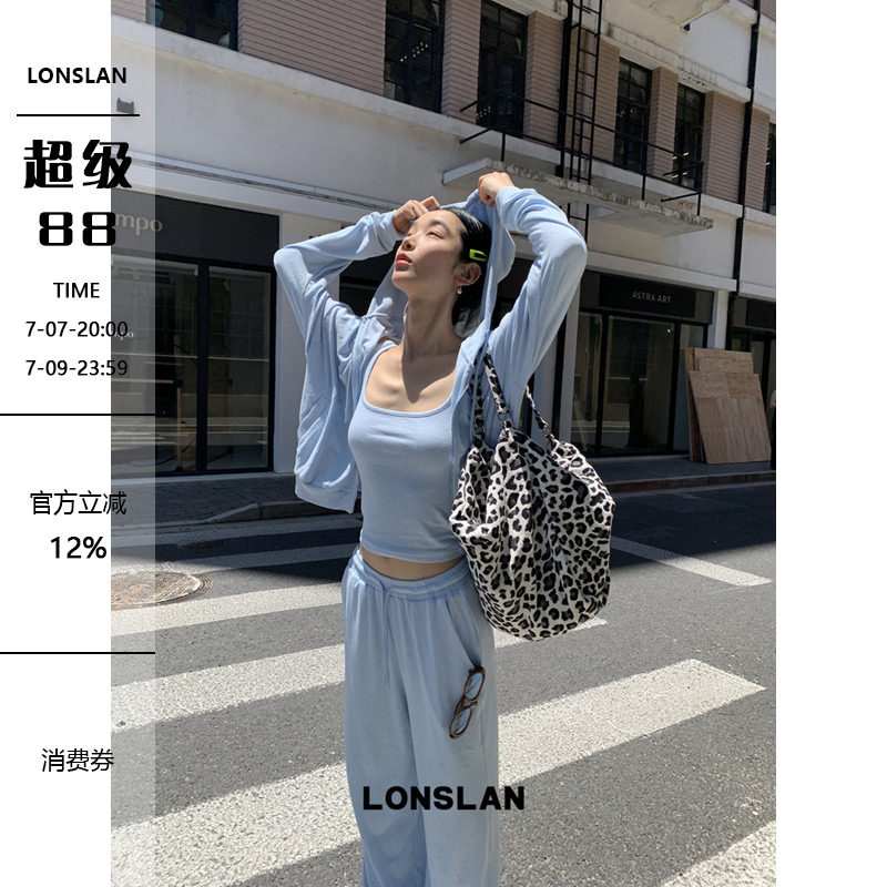 LONSLAN 25SUMMER 连帽外套+背心+阔腿裤三件套套装