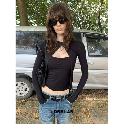 LONSLAN 26AW 秋冬新款一粒扣开衫+x背心套装两件套