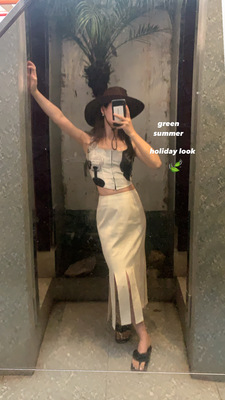 lonslan包臀开衩半身裙春夏新品