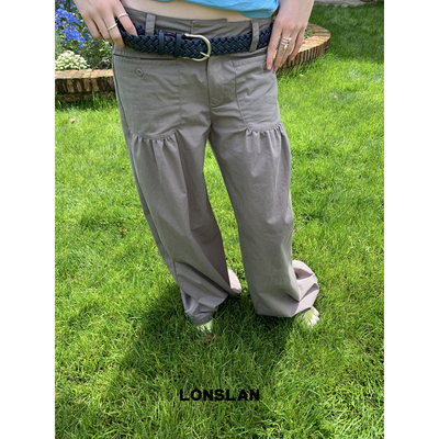 LONSLAN 2026SUMMER 夏季低腰前插口袋裤脚抽绳休闲工装裤
