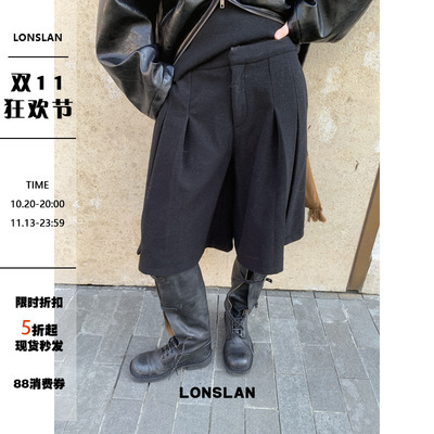 LONSLAN 24WINTER 12/9 20:00NEW收褶针织呢子中裤