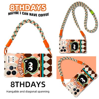 适用苹果15卡通带挂绳新款17斜挎