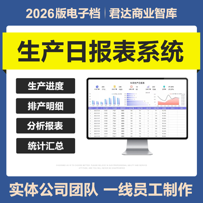 2026年生产日报表excel表格系统车间生产线产能生产日报计算模板