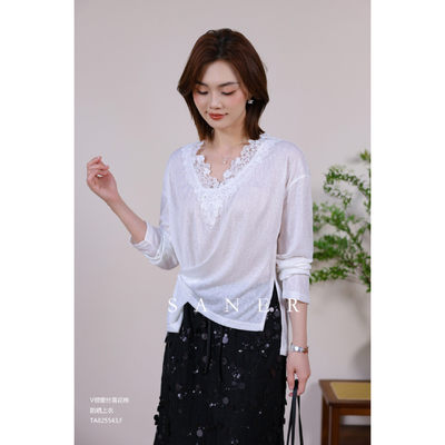 SANER2026夏季蕾丝扭结小衫
