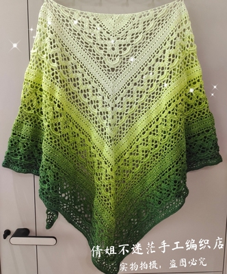 成品包邮纯手工钩织渐变围巾新疆长绒棉编织克里兹纳空调屋披肩