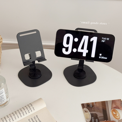 ins简约灰手机支架可折叠金属支架桌面追剧看视频360旋转支架架子