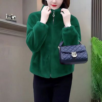 今年爆火外套爆款年轻妈妈高档冬装洋气立领短款皮草保暖百搭上衣