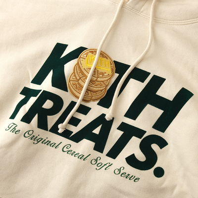 kith冰激凌treats系列豆腐色刺绣经典字母标志连帽套头卫衣帽衫