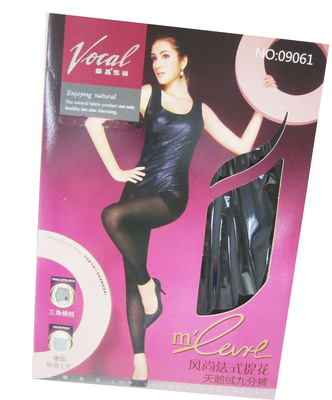 华高提花天鹅绒连裤袜菱形网纹