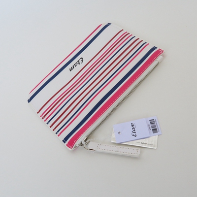 艾格淘特清仓本白彩条手拿包袋