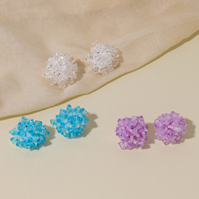 FLOAT浮漾蓝色串珠水晶耳钉女气质小众艺术耳环女夏日度假风耳饰