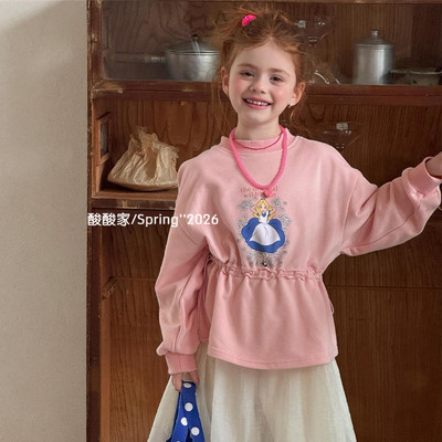 女童卡通印花收腰卫衣