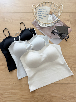 爱豆小吊带一字领固定杯美背内衣防走光收副乳内搭外穿背心25220