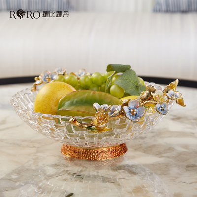 罗比罗丹《福地流金》珐琅彩工艺果盘餐桌茶几装饰水果盘软装饰品