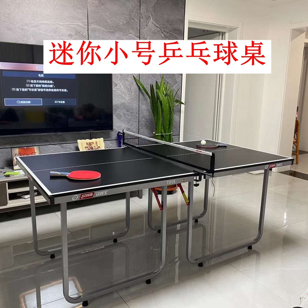 红双喜T919乒乓球台迷你小号小型家用儿童娱乐乒乓球桌折叠移动款