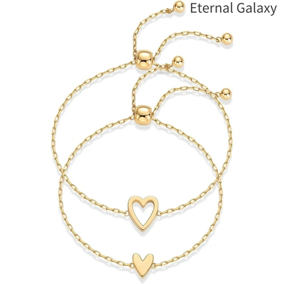 Eternal Galaxy跨境18K 镀金配套心形吊饰手链套装女士可调节爱情