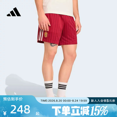 adidas阿迪达斯西班牙队足球文化五分裤球裤春男针织短裤 JZ2257