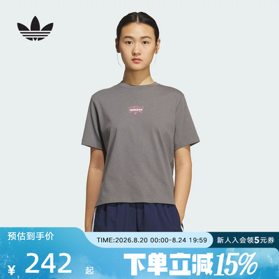 adidas阿迪达斯新款三叶草赛车风棉质半袖女子短袖T恤 KG6681