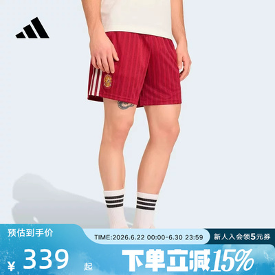 adidas阿迪达斯西班牙队足球文化五分裤球裤春男针织短裤 JZ2257