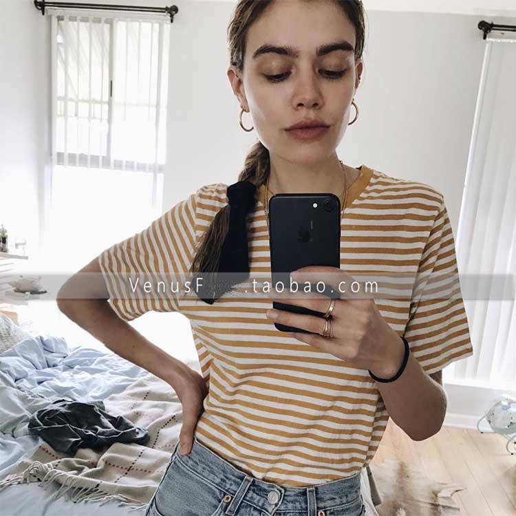 加粗VF定制ins美国进口14K注金欧美粗款简约包金耳圈耳环小号大号_虎窝淘