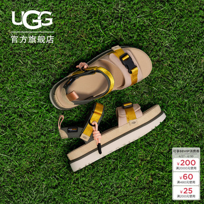 UGG露趾魔术贴搭扣休闲金星凉鞋