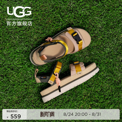 UGG露趾魔术贴搭扣休闲金星凉鞋