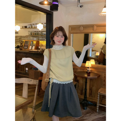 ower April（FA）-龄温柔百搭软糯纯色抽绳针织女上衣针织衫96095